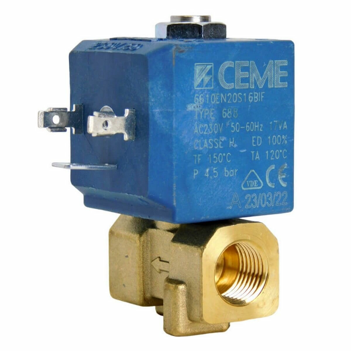 Электромагнитный клапан CEME, 2-x ходовой 1/4", отв. 2,2 мм, 230В 8Вт