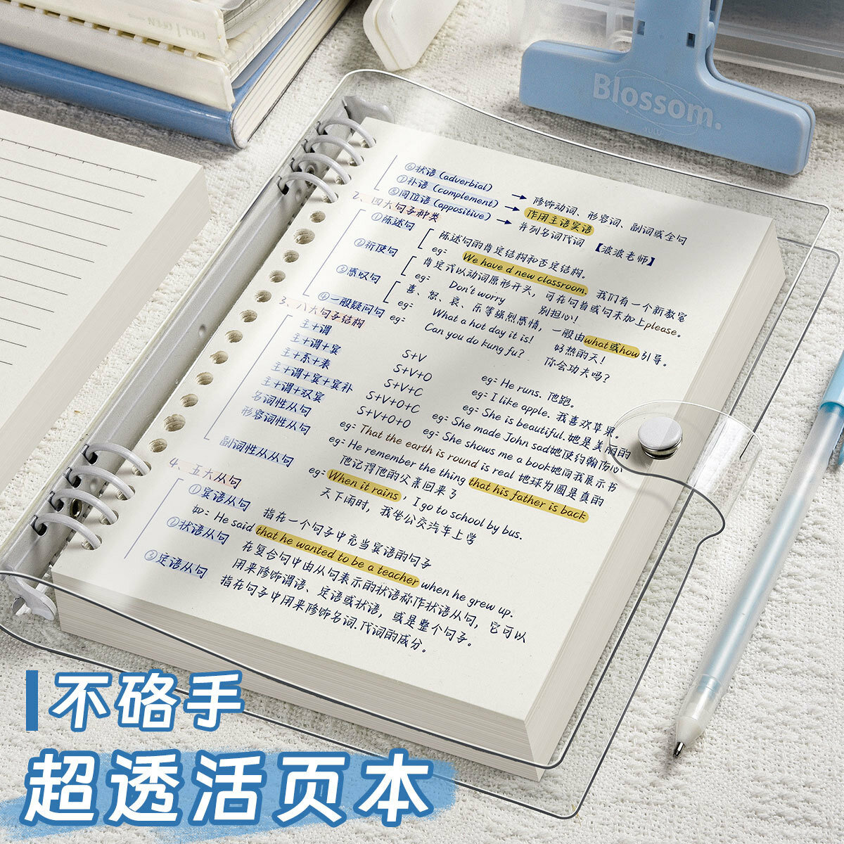 Блокнот A5, прозрачная мягкая кожа, с отрывными листами, A6, B5, 60 листов