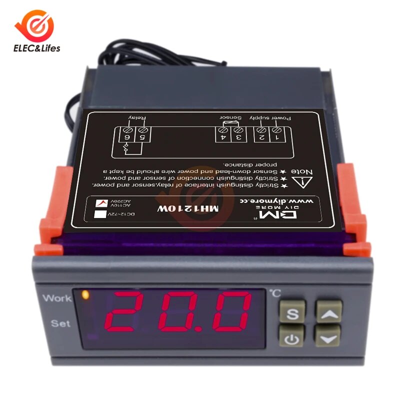 Термостат цифровой MH1210W AC 110-220V для инкубатора