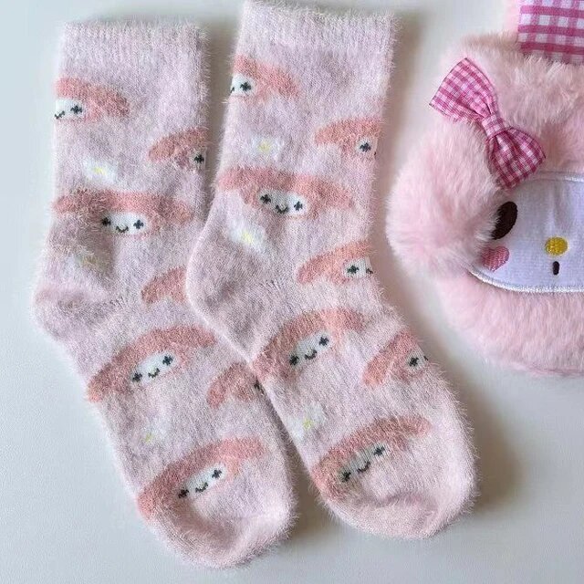 Носки Y2K Hello Kitty для девочек, средние носки Kawaii Sanrio, аксессуары Hello Kitty, розовые черные, белые носки, женские и женские