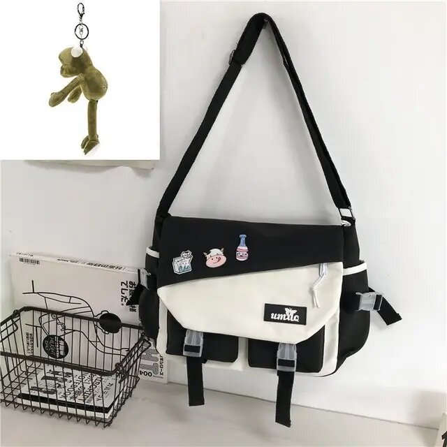 Нейлоновые сумки через плечо, вместительные сумки через плечо для девочек-подростков, мужские сумки-мессенджеры Harajuku, школьные сумки для студентов