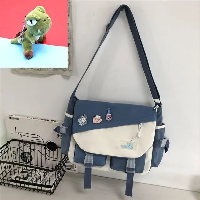 Нейлоновые сумки через плечо, вместительные сумки через плечо для девочек-подростков, мужские сумки-мессенджеры Harajuku, школьные сумки для студентов