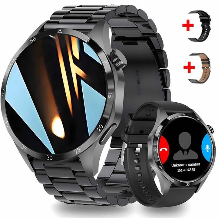 Смарт часы Limited Edition 2024, Series 4 Pro Max, 3 ремешка, 46mm, черный, с функцией вызова по Bluetooth