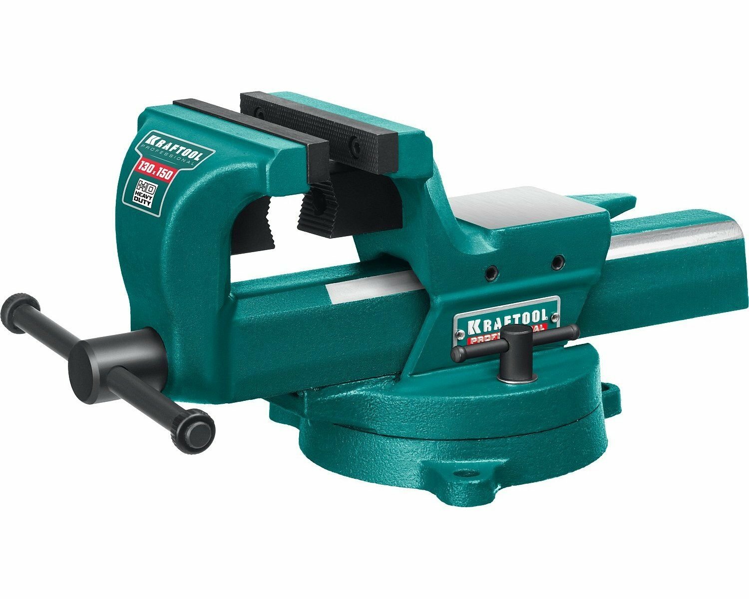 Кованые стальные тиски KRAFTOOL FORGE с регулировкой люфта ширина губок 130 мм расход губок 150 мм поворотное основание