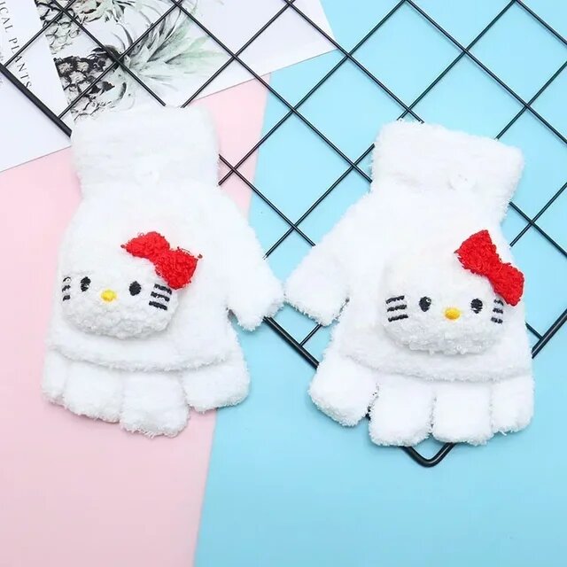 Милые хлопковые перчатки Sanrio Hello Kitty с мультяшным рисунком, теплые, с коричной собачкой, мягкие, обеспечивают защиту пальцев, подарок для девочки-куроми.