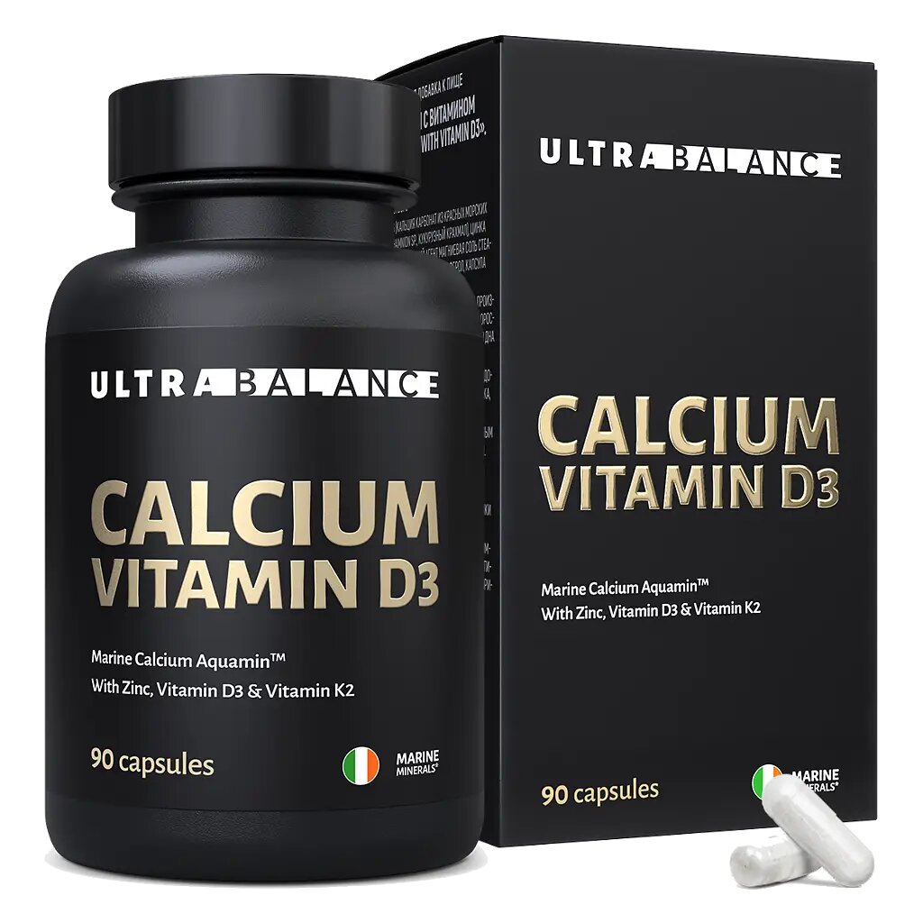 Морской кальций с Витамином D3 / Marine calcium with Vitamin D3 UltraBalance капсулы по 835 мг 90 шт