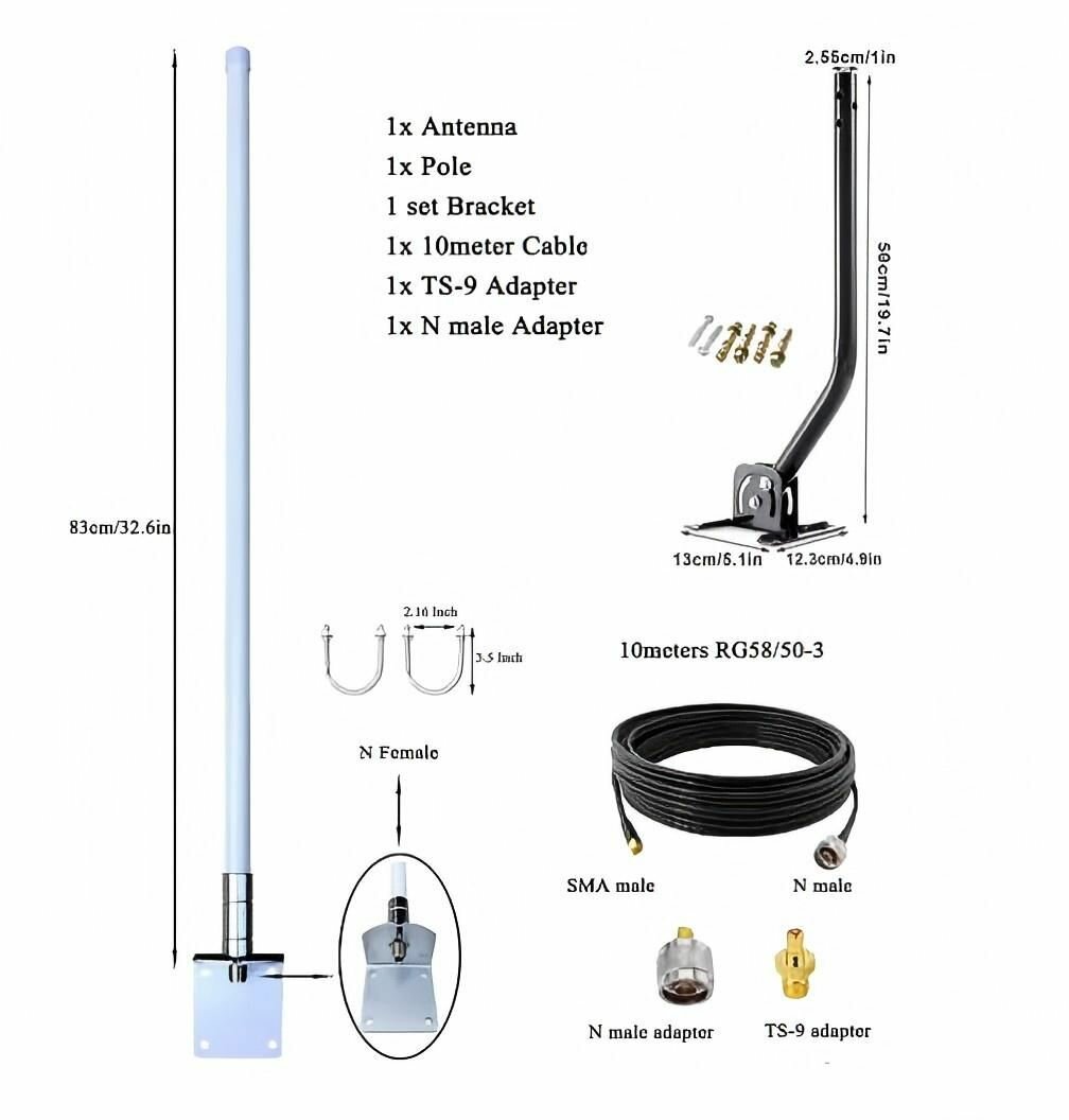 Антенна WiFi 2.4/5.8 ГГц 12 дБи двухдиапазонная для ПК, PCIe карт и роутеров усиление сигнала