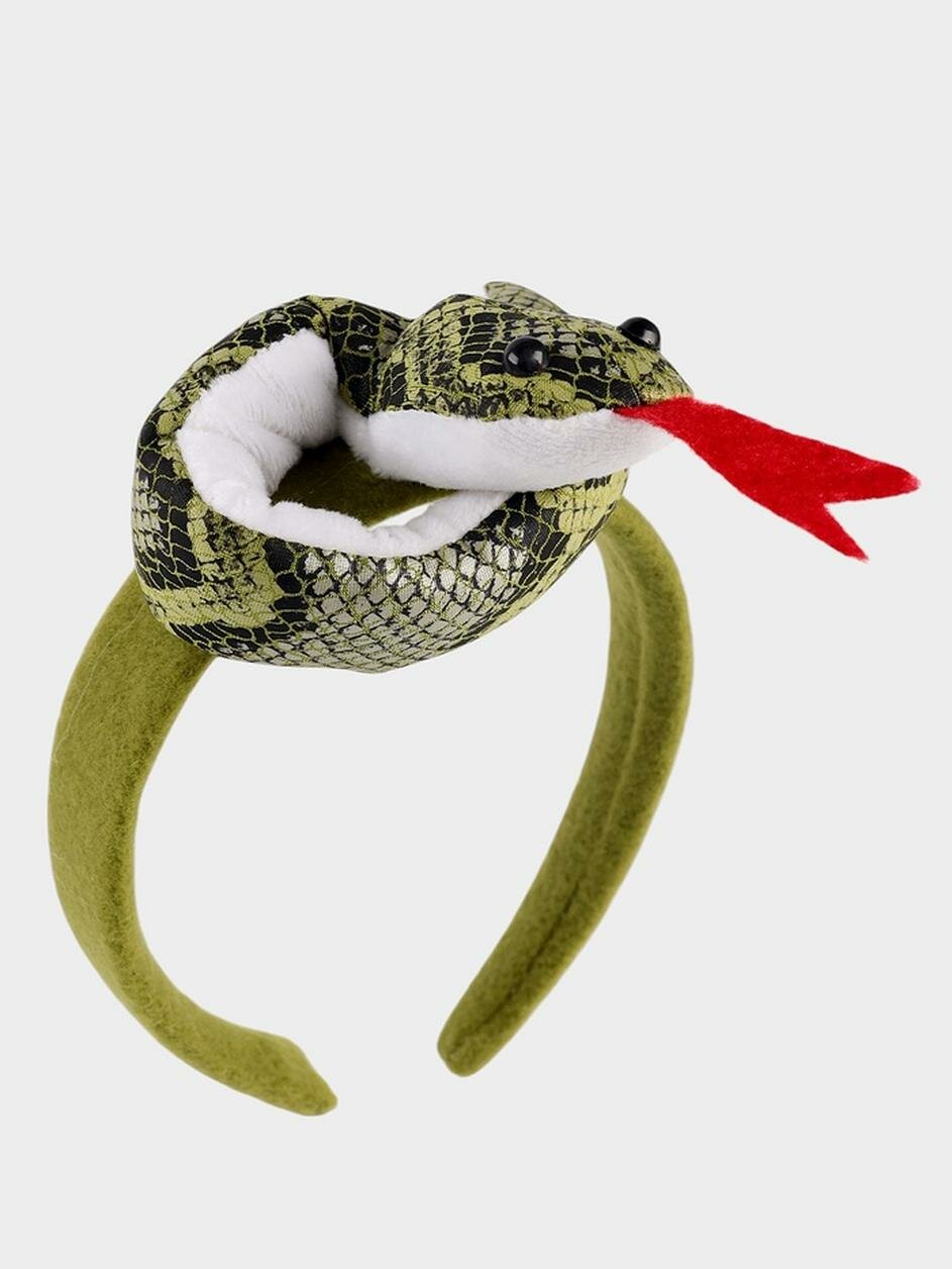 Ободок Сима-ленд "Змейка", текстиль, универсальный, зеленый/белый