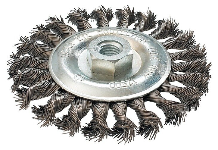 Щетка крацовка RemoColor / РемоКолор Hobbi для УШМ, плоская, крученая, стальная, 125мм / инструменты