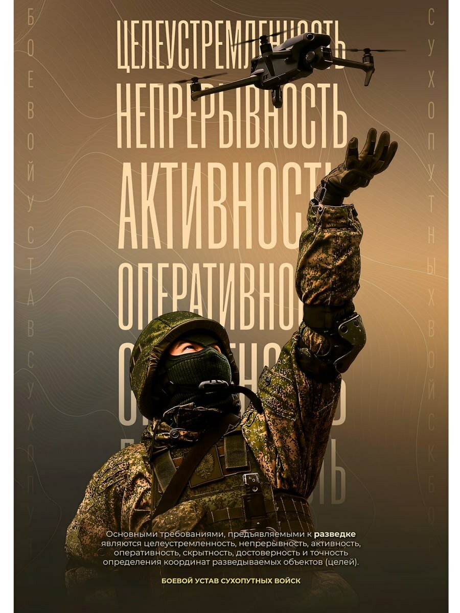 Постер "Боевой Устав Сухопутных Войск". Учебный материал. А3 (297*420). Горячее ламинирование.