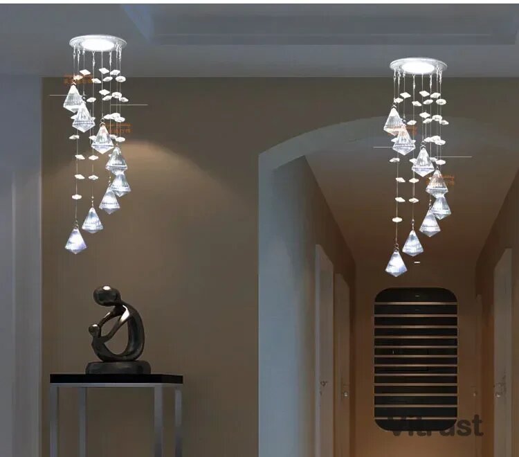 Мини-хрустальная люстра, светодиодный светильник, хромированный светодиодный потолочный светильник для гостиной, прихожей, крыльца, прохода, лестницы, плафон, colorful light, Surface mounted