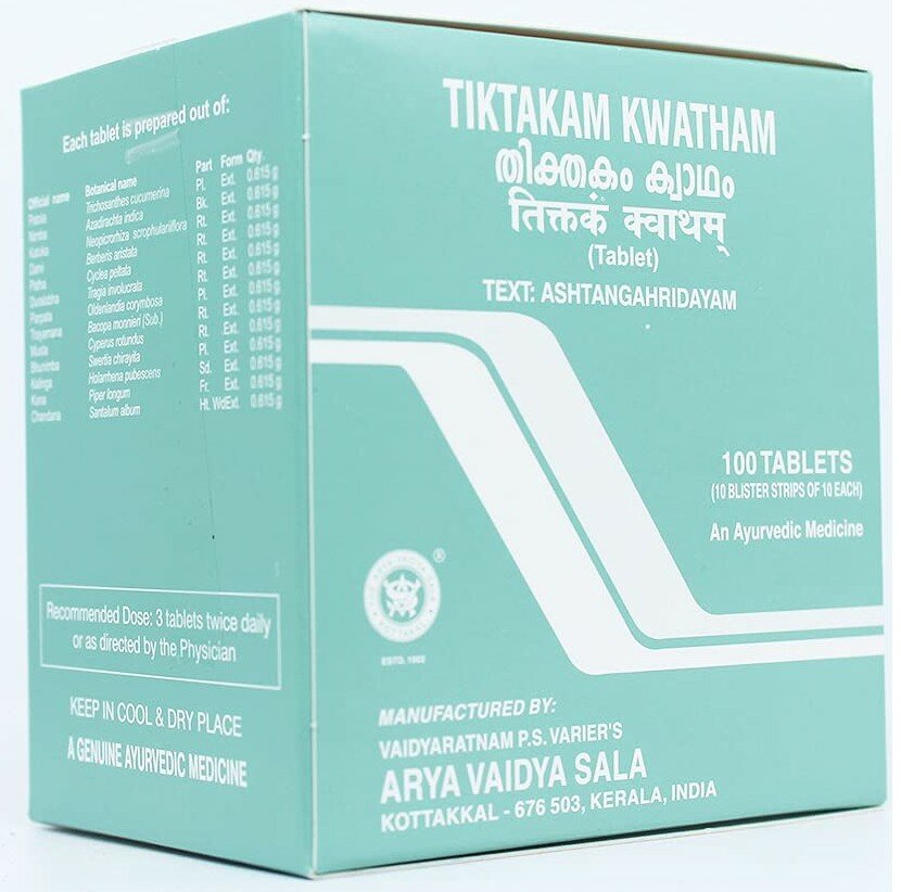 Тиктакам Кватхам Коттаккал при псориазе, герпесе, абсцессахTiktakam Kwatham Kottakkal 100 таб.