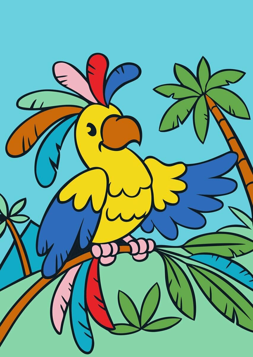 Набор для рисования песком, фреска "Hobbius" SPT-01 16.5 x 23 см №40 Попугай