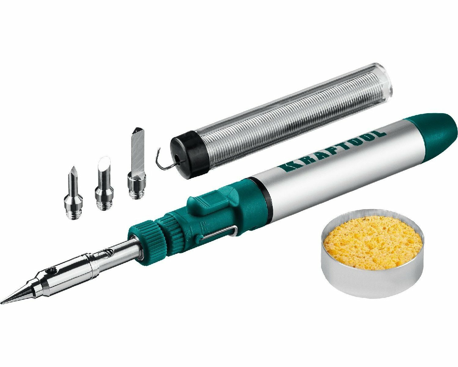 Набор 8-в-1 KRAFTOOL SolderPro газовый паяльник горелка фен 30-70Вт кейс 1300°С 5 насадок припой 45 мин работы