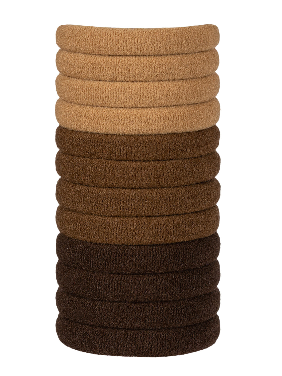 Резинки для волос 12 штук, набор комплект, женские детские, для хвоста пучка, черные, бежевые, коричневые