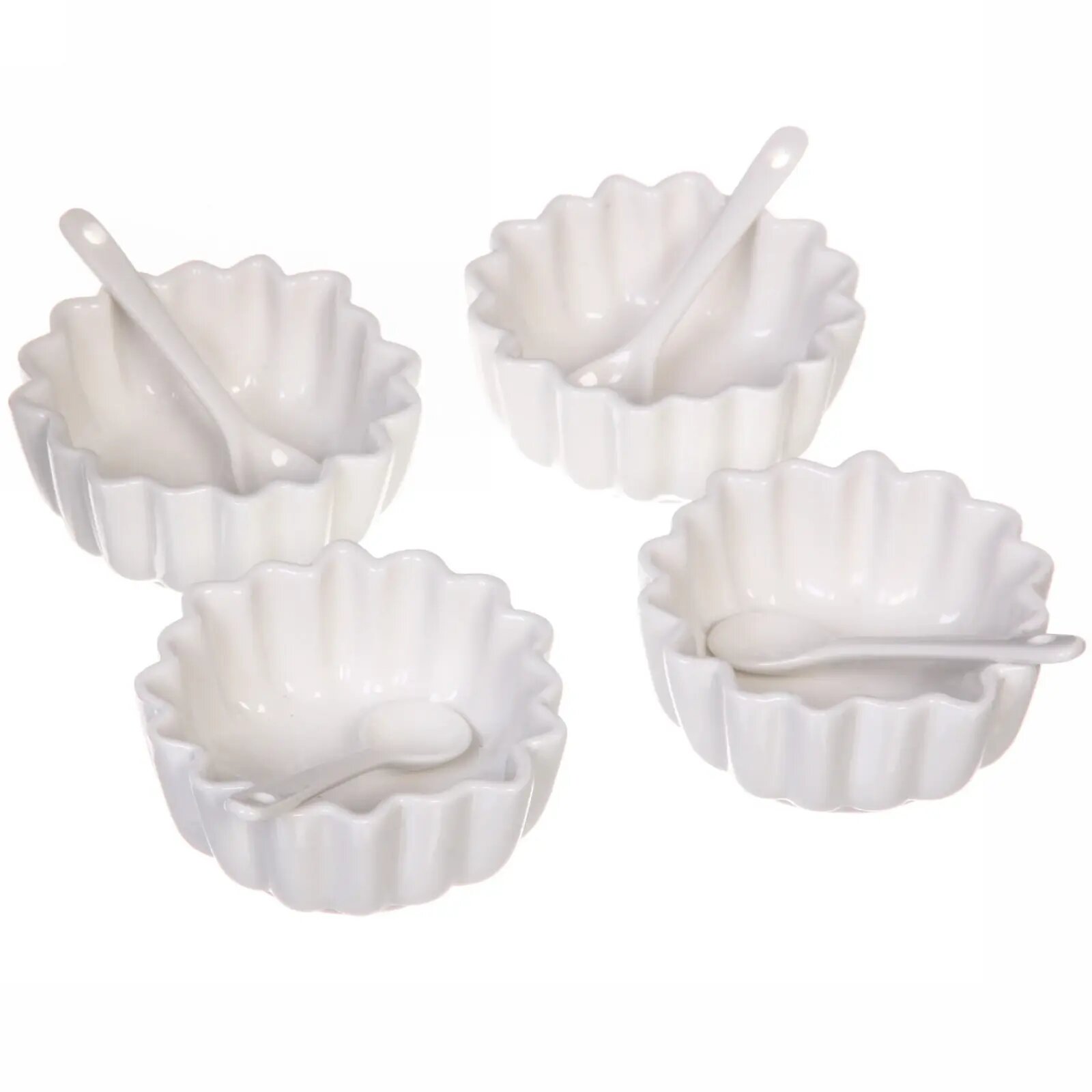 Набор соусников 'White magic' 4шт с ложками, керамика, белый