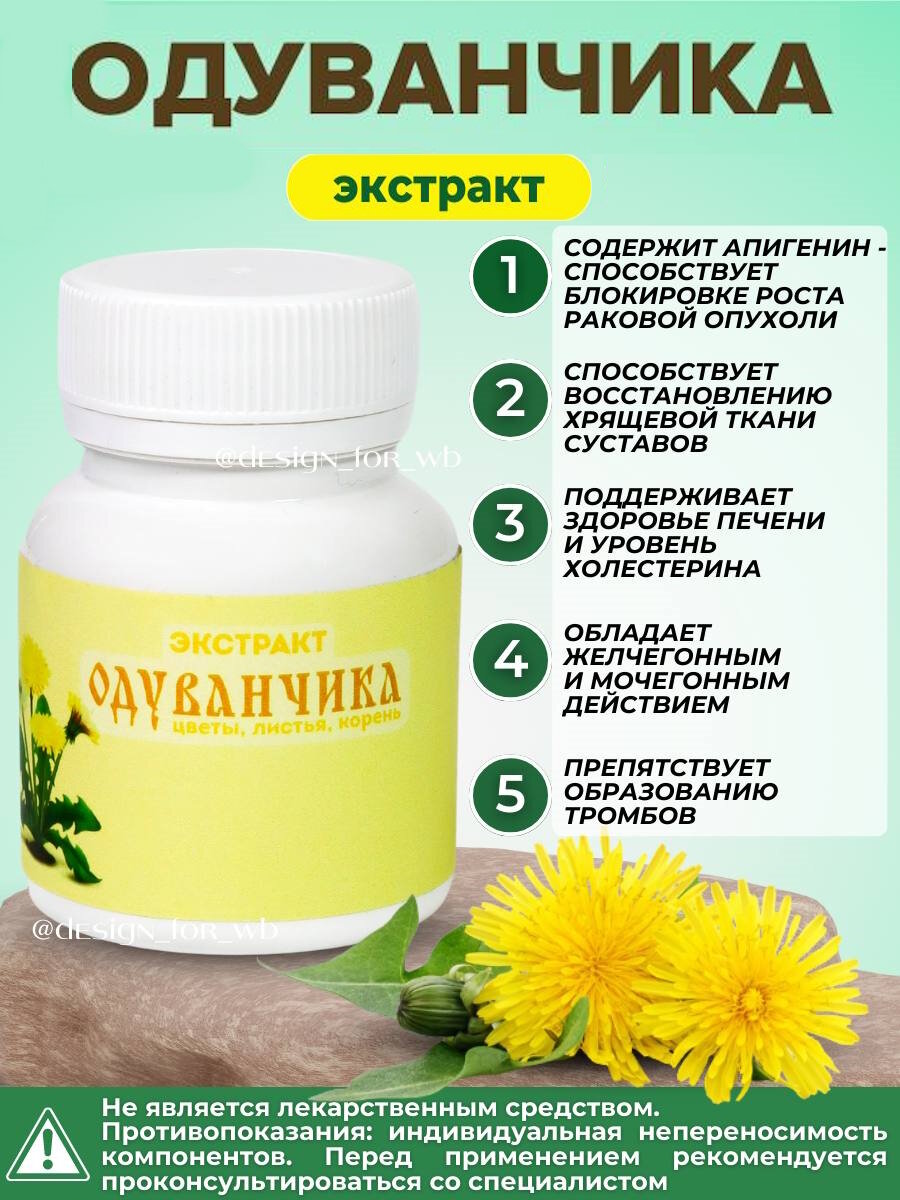 Экстракт одуванчика, цветок, листья и корень Название