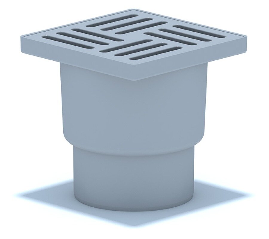 Трап для душа Анипласт 110 вертикальный слив, из пластика, серый, размером 15х15см / водоотведение и канализация