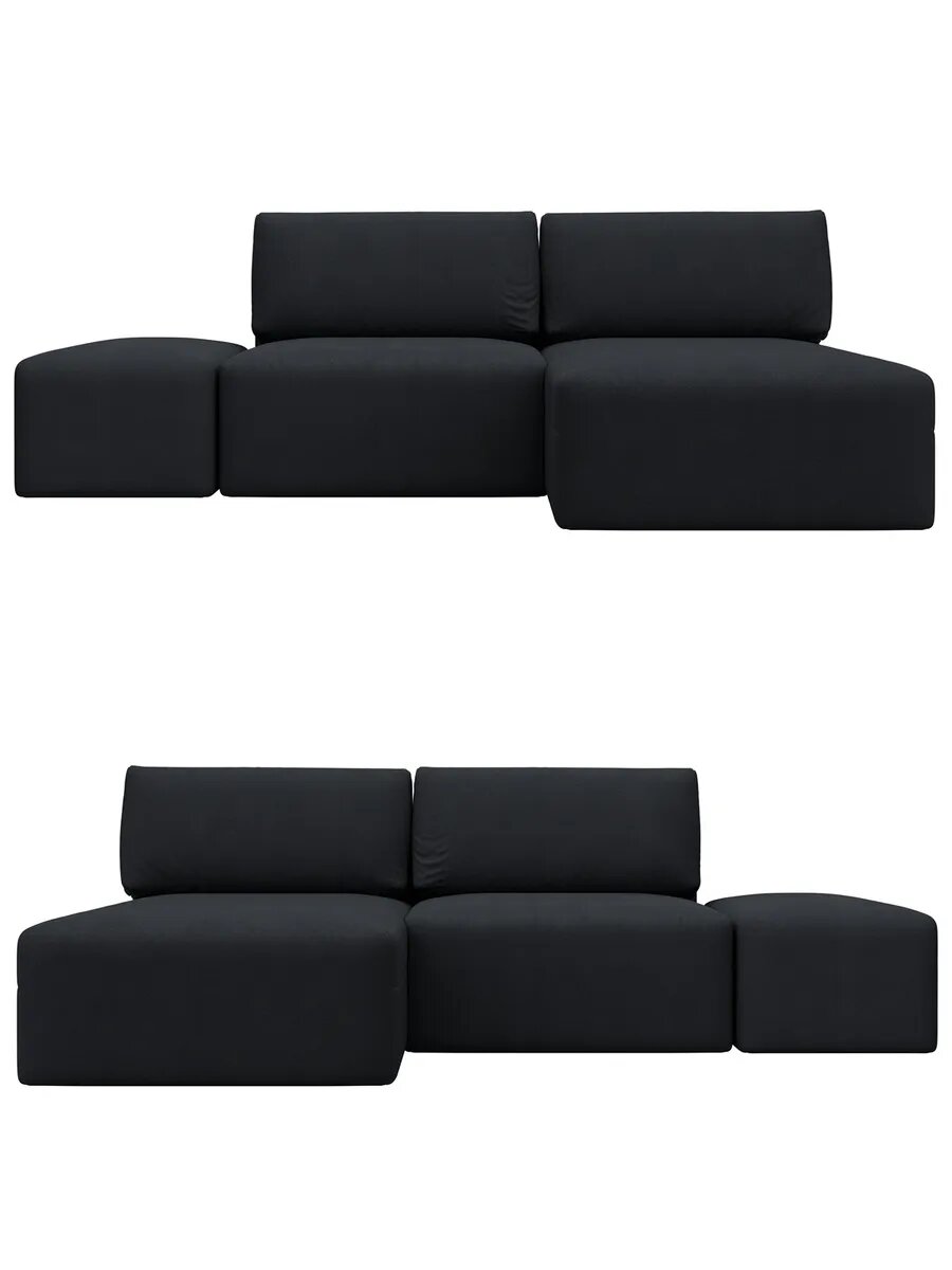 Диван модульный Лего с универсальным углом и пуфом, замша