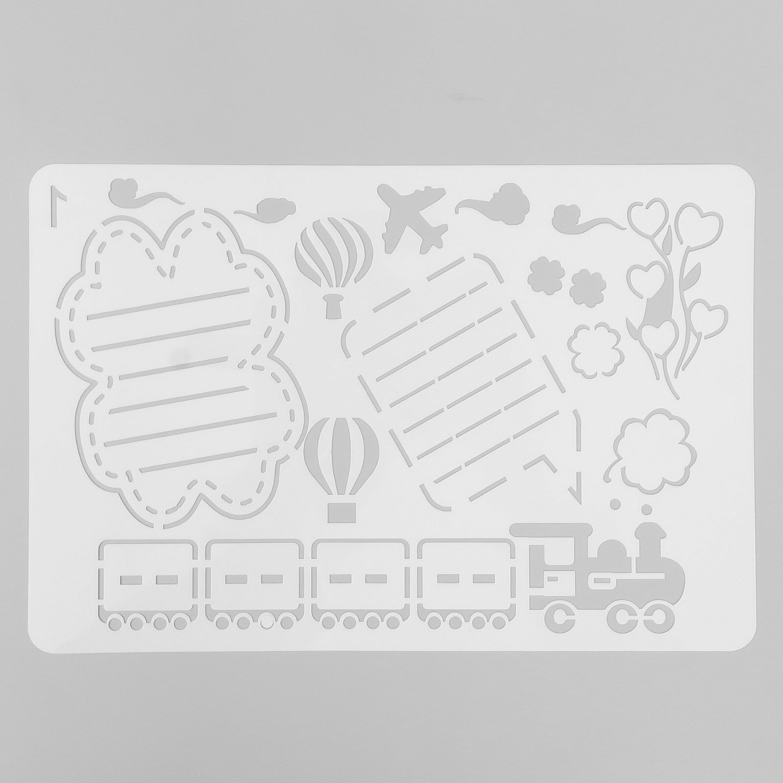 Трафарет "Поезд знаний", со строчками, 17.4x26 см, тематика: детская