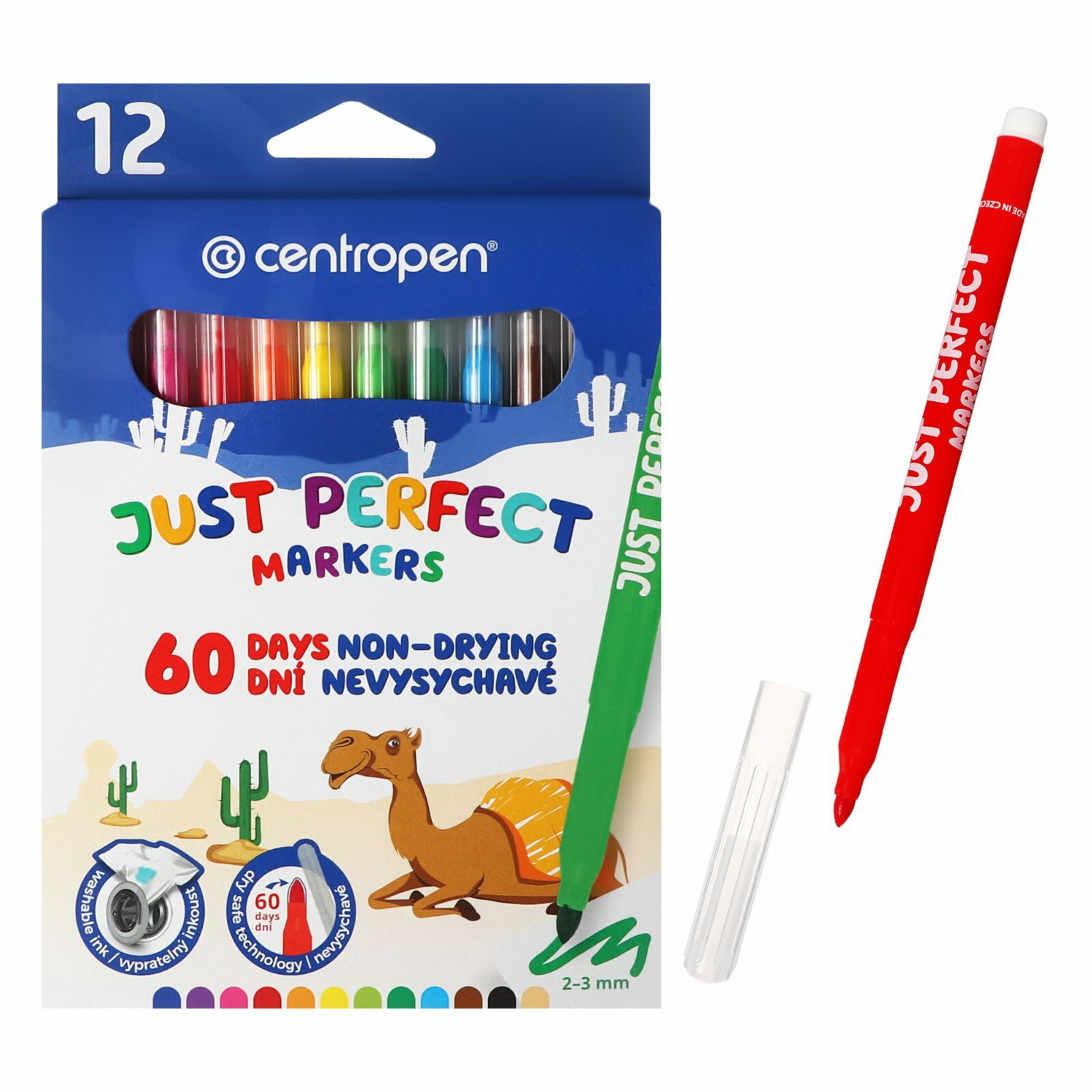 Фломастеры 12 цветов 2510 Perfect, 3.9 мм невысыхаемые, картонная упаковка, европодвес