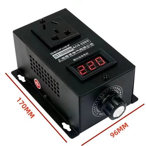 Регулятор напряжения, мощности ТЭН AC 10000Вт, 220В с переменным резистором GT-10000W