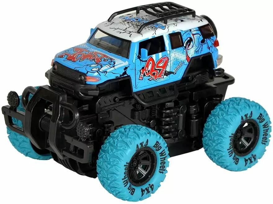 Модель машины КНР "Бигфут-перевертыш 4WD Toyota FJ Cruiser 4х4", масштаб 1:36, 12 см, инерция, синяя