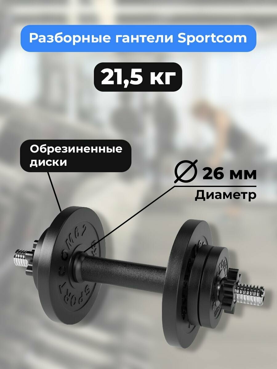 Гантель разборная 21,5 кг Sportcom, 26 мм диаметр грифа