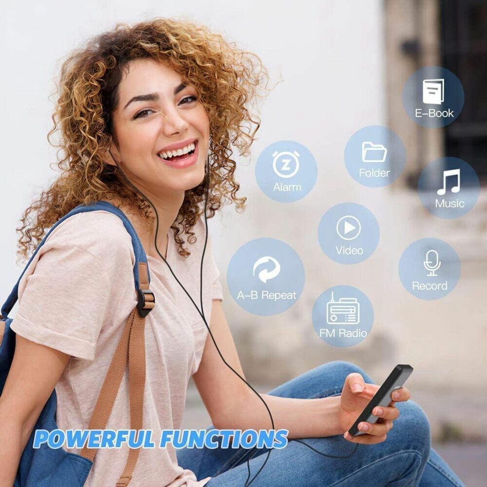 Поддержка 128 Гб Bluetooth MP4/MP3 Lossless Music Player FM Radio Recorder Sport Hf