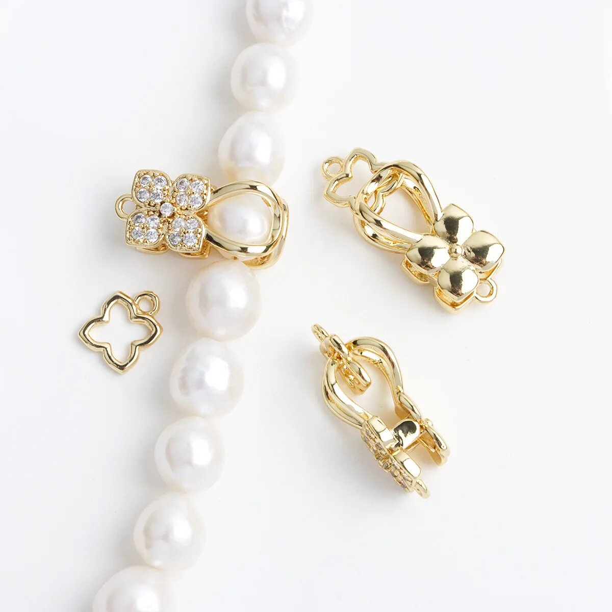 Цельная инкрустированная цирконием прессовая застежка жемчужный браслет ожерелье соединительная застежка DIY материалы для изготовления ювелирных изделий аксессуары оптом