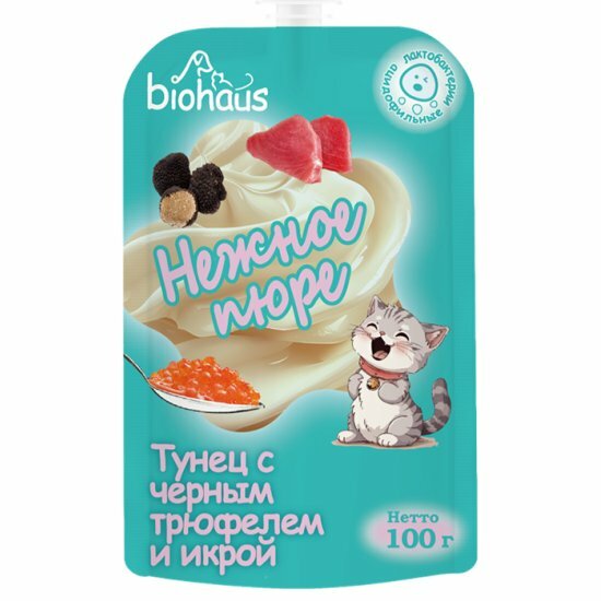 Лакомство для кошек Biohaus Нежное пюре Тунец с черным трюфелем и икрой 100 г