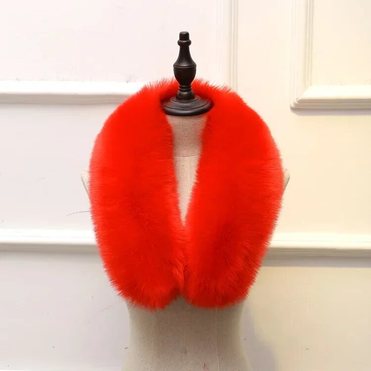 Qearlstar Женщины зимняя шарф фальшивый лисий мех Оятник 50/60/70/80/90 см куртки мех отделки Роскошные шарфы Пальто декор шаль мужчины шарф YT01,1,180, искусственный мех,18,80, красный