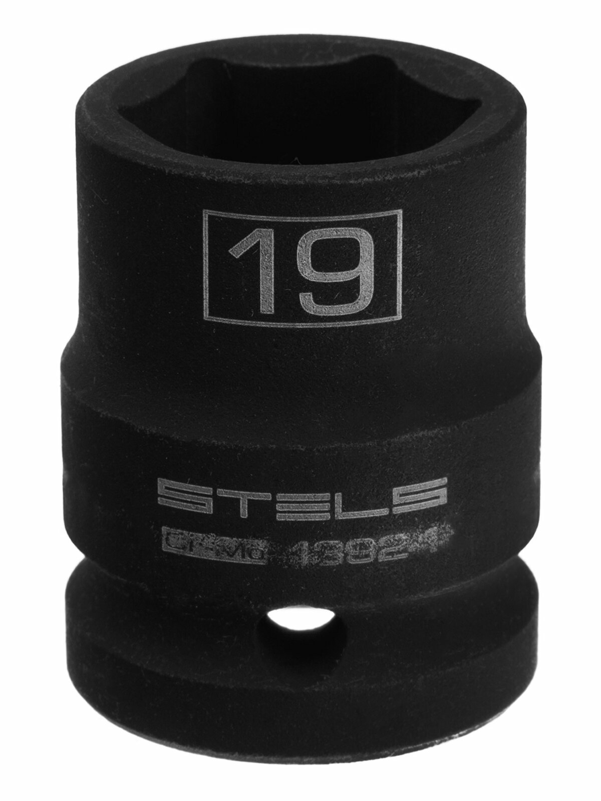 Головка ударная шестигранная Stels, 19 мм, присоединительный квадрат 1/2", сталь CrMo, торцевая для гайковерта, 13924