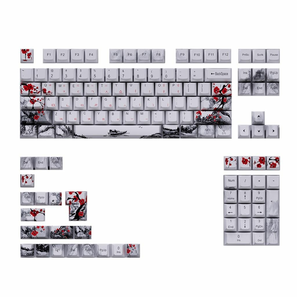 128-клавишная клавиатура Wangjiangmei PBT keycap-Корейский