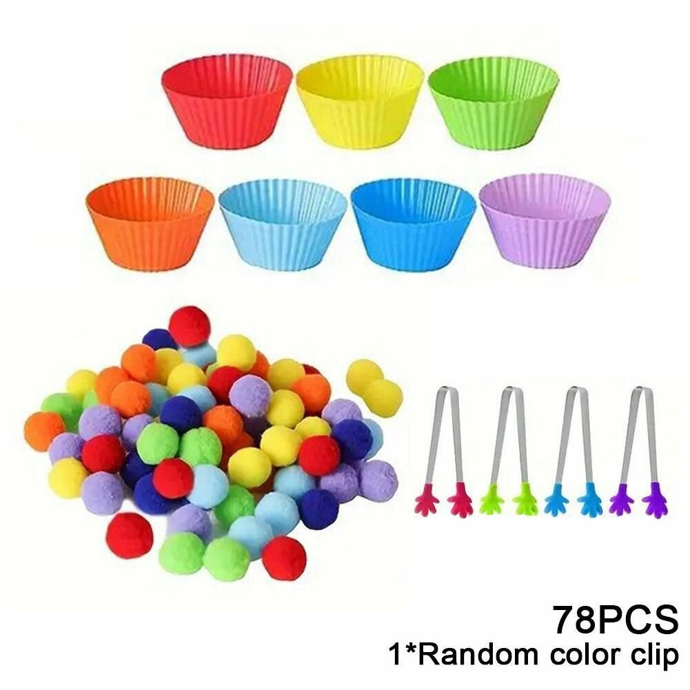 Игрушки из шерстяных шариков, подходящие по цвету/развивающие игрушки для детей раннего возраста