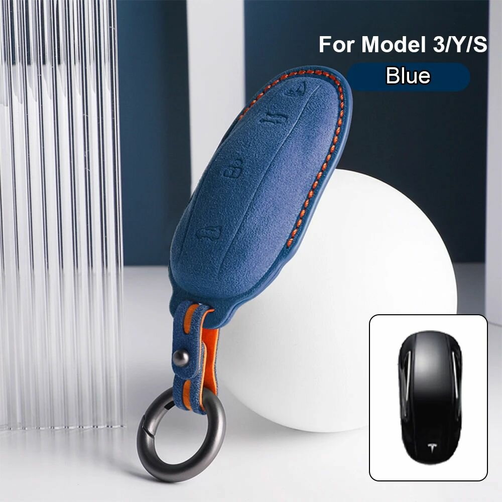 Для Tesla Model 3/Y/S/X: Эксклюзивный чехол для автомобильного ключа из итальянского премиального замши, аксессуары интерьера