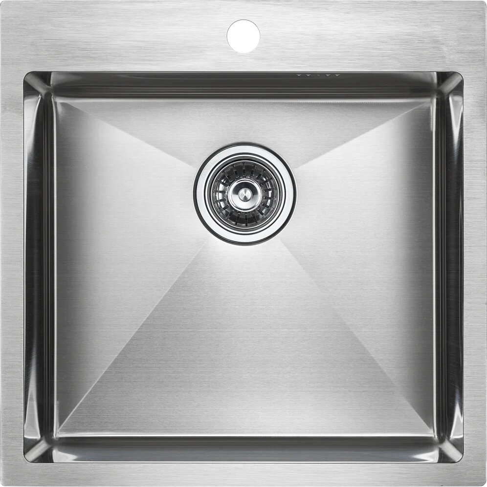 Мойка кухонная Paulmark Kroner PM215151-BS металлическая, 51x51, мойка для кухни, квадратная, российская