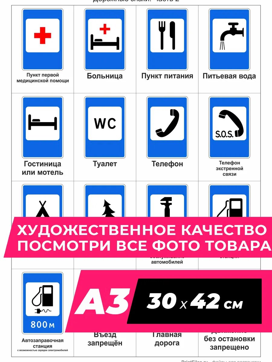 Плакат правила дорожного движения на стену A3