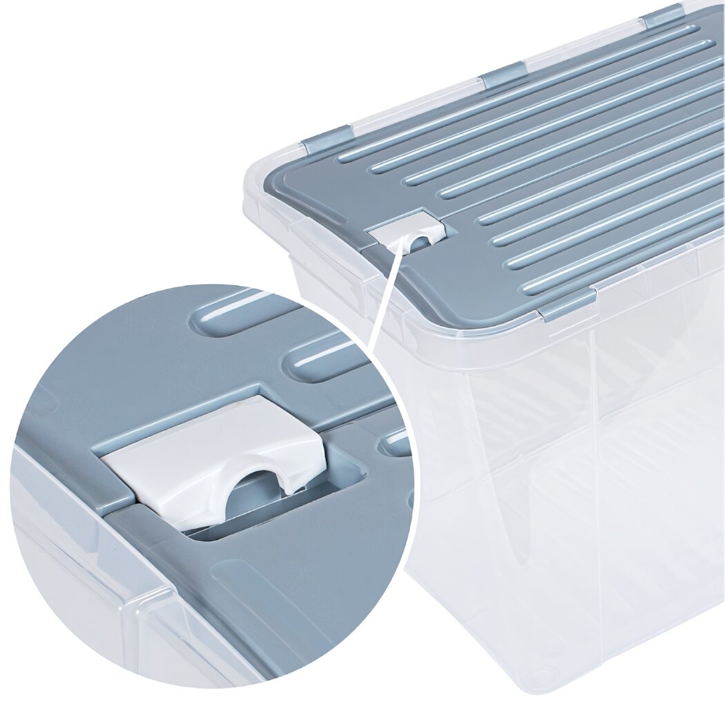 Контейнер для хранения VERDE LEON 45л, прозрачный, с распашной крышкой