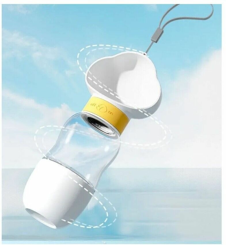 Бутылка поилка дорожная прогулочная для кошек, собак с миской для корма белая