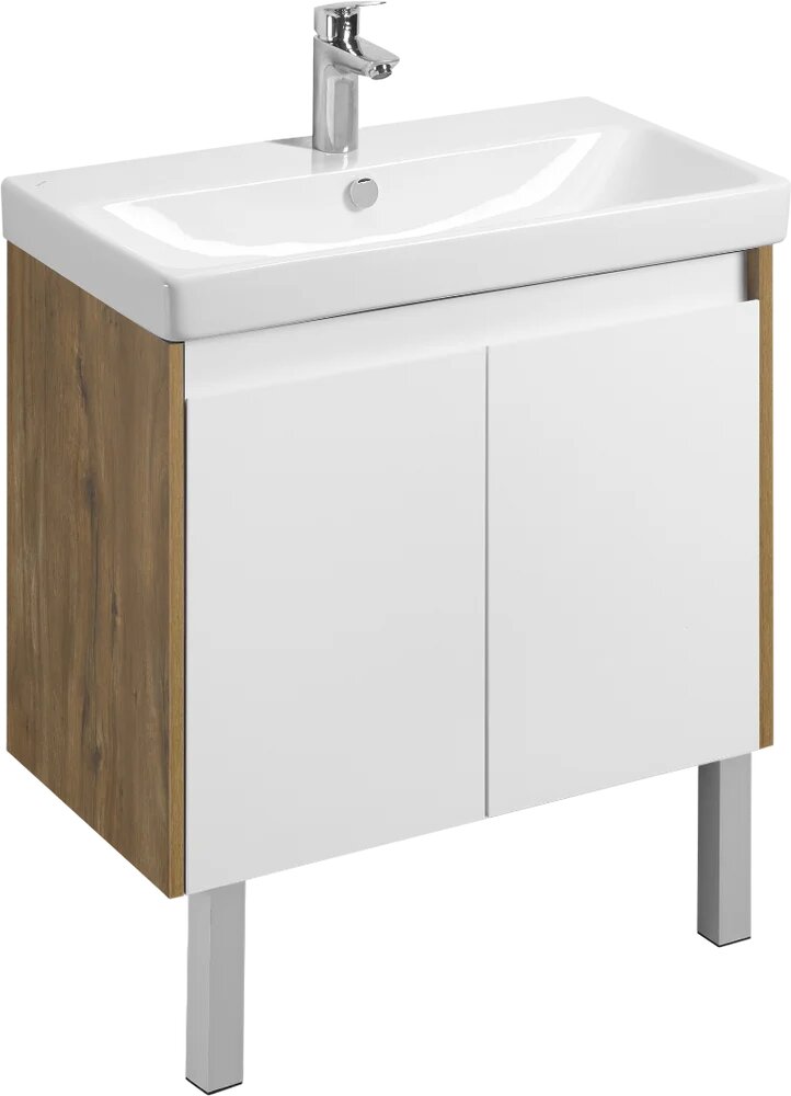 Тумба под раковину без столешницы AQUATON Сканди Doors 80 белая, дуб рустикальный