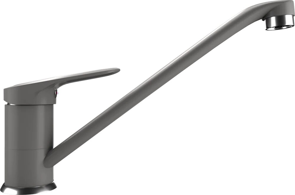 Смеситель для кухни Ulgran Quartz UQ-004 с поворотным изливом, серый, матовый, однорычажный, латунный, с керамическим картриджем