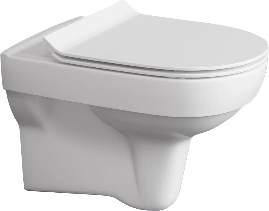Унитаз подвесной Cersanit City Clean On DPL EO с микролифтом, безободковый, овальный, без бачка, фарфоровый, антивсплеск, белый