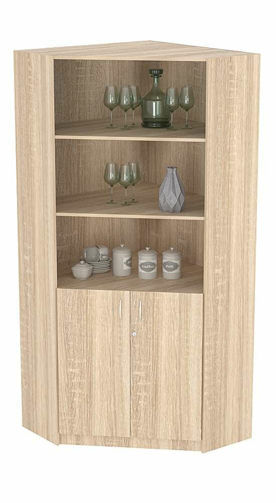 Стеллаж из ДСП серии Эконом угловой №5-3 (торец 350 мм) с дверками 810 мм, Дуб сонома