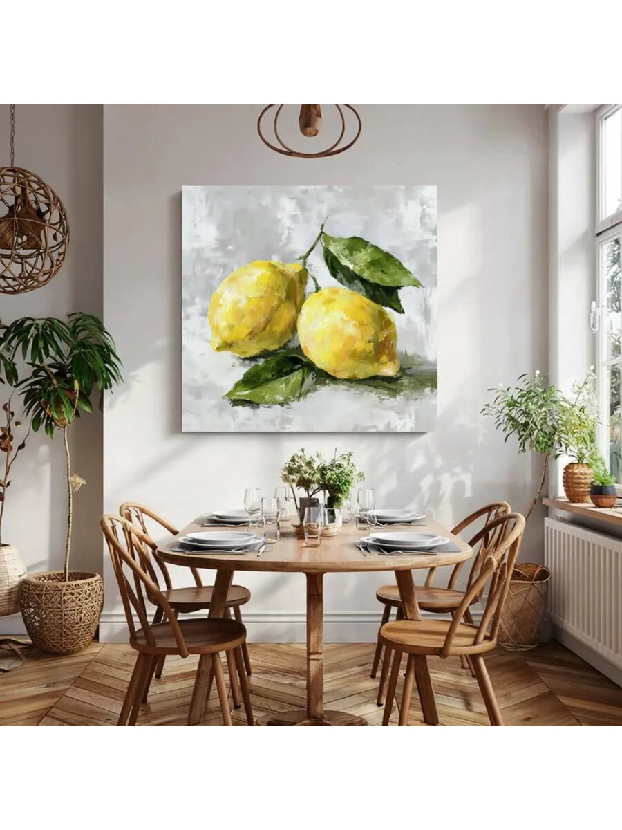 Картина на стену на кухню Сочные лимоны, квадратная, 30*30 см