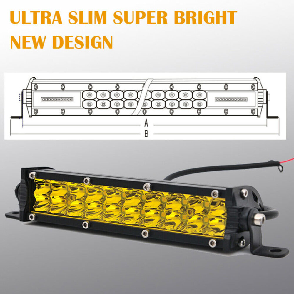 20 Inch 180W Yellow Lens LED Work Light Bar Offroad Fog Driving Lamp Car 4WD Truck