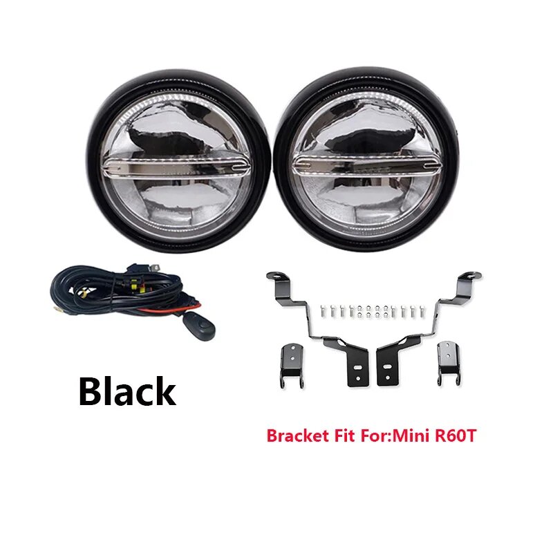 2 шт. лампа переднего бампера, светодиодные дневные ходовые раллийные огни, лампа дальнего света для MINI Cooper F55 F56 R55 R56 R60, дополнительная фара Black R60T