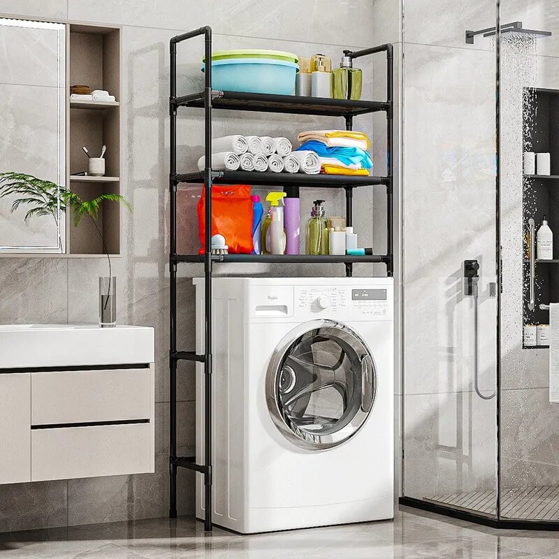 Полка-Стеллаж в ванную, над стиральной машинкой, черная.