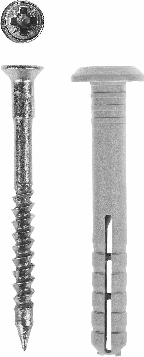 Дюбель-гвоздь ЗУБР, 6 х 40 мм, грибовидный бортик, 100 штук 4-301355-06-040