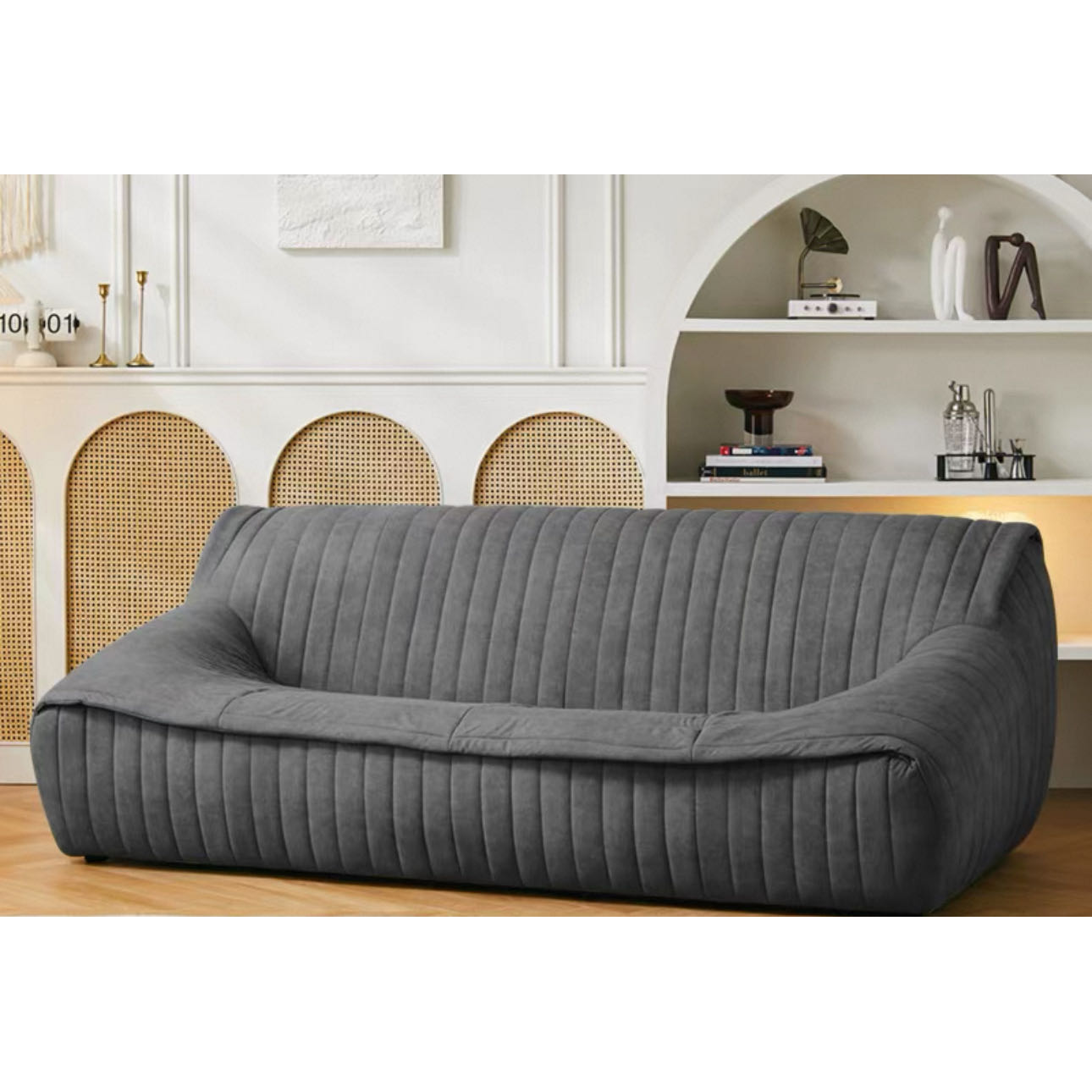 Интерьерный стеганный диван Marius (серый / 195см*100*68)